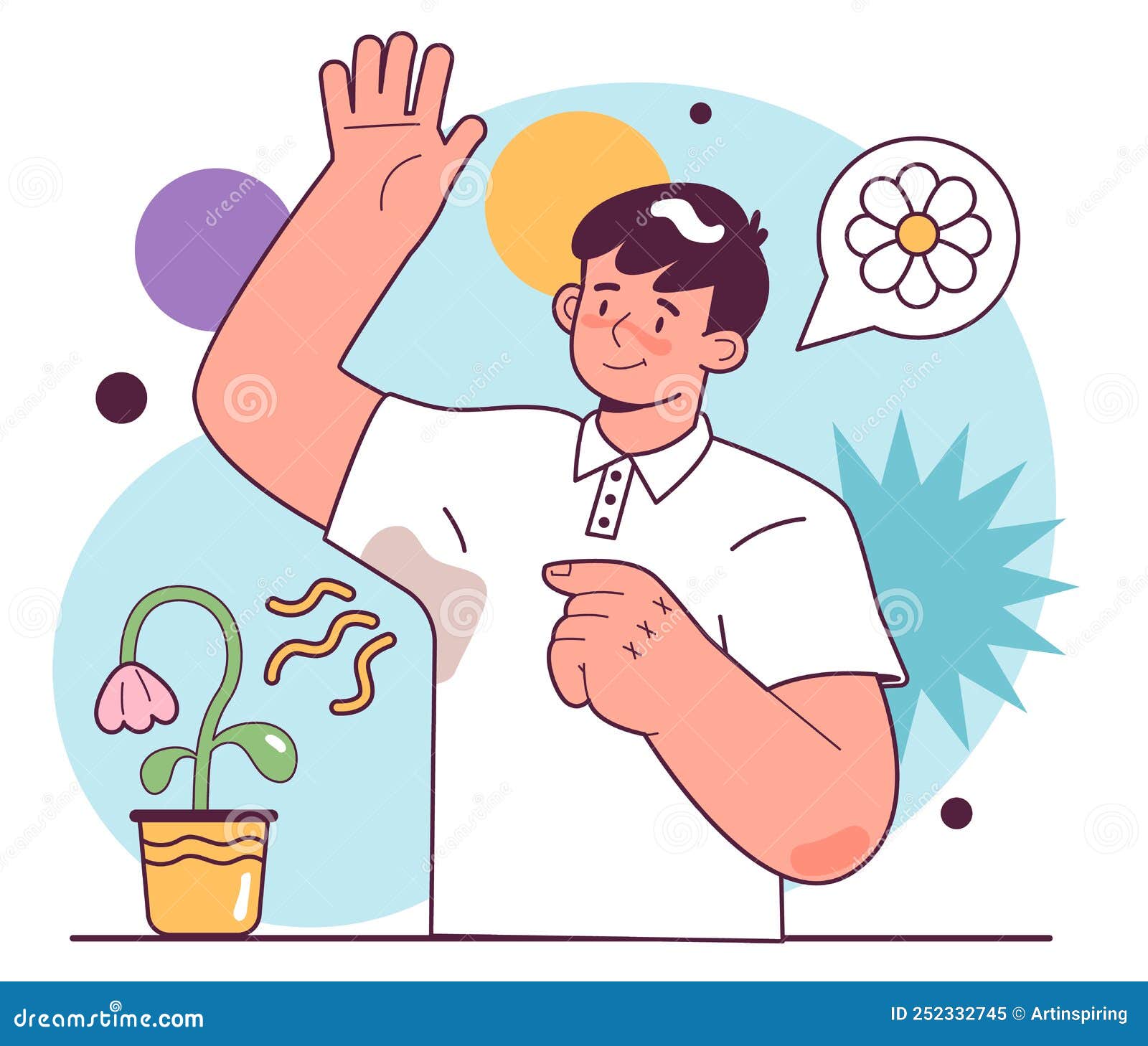 Excessive Sweating or Hyperhidrosis Concept. Young Character Stock ...