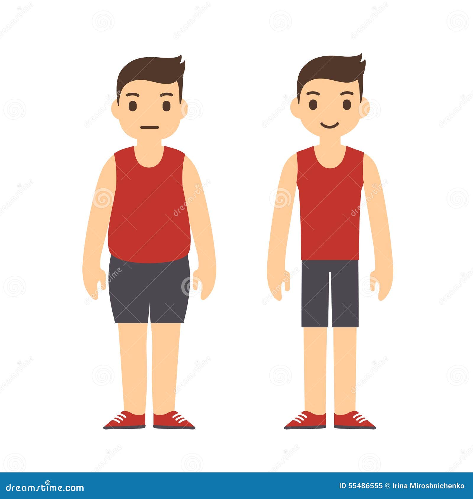 Excesso De Peso Do Homem E Magro Ilustração Stock - Ilustração de cara ...