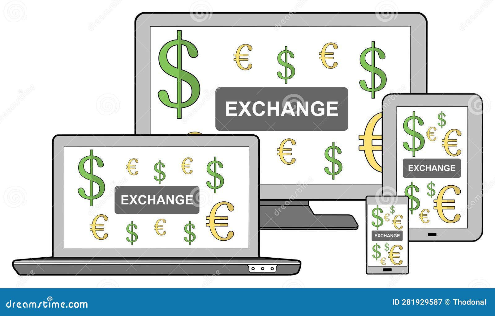 Exchange Concept on Different Devices Stock Illustration - Illustration ...
