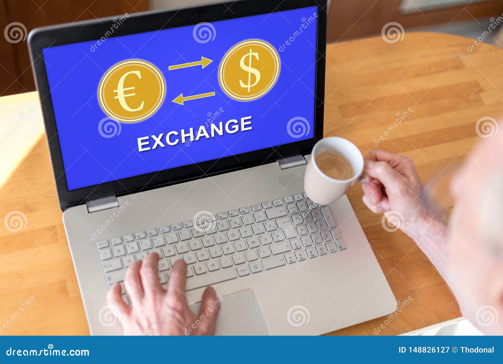 Exchange Concept on a Laptop Stock Image - Image of concept, bank ...