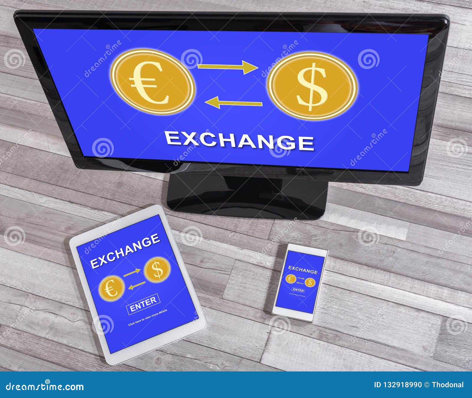 Exchange Concept on Different Devices Stock Photo - Image of global ...