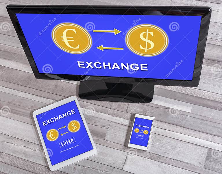Exchange Concept on Different Devices Stock Photo - Image of global ...