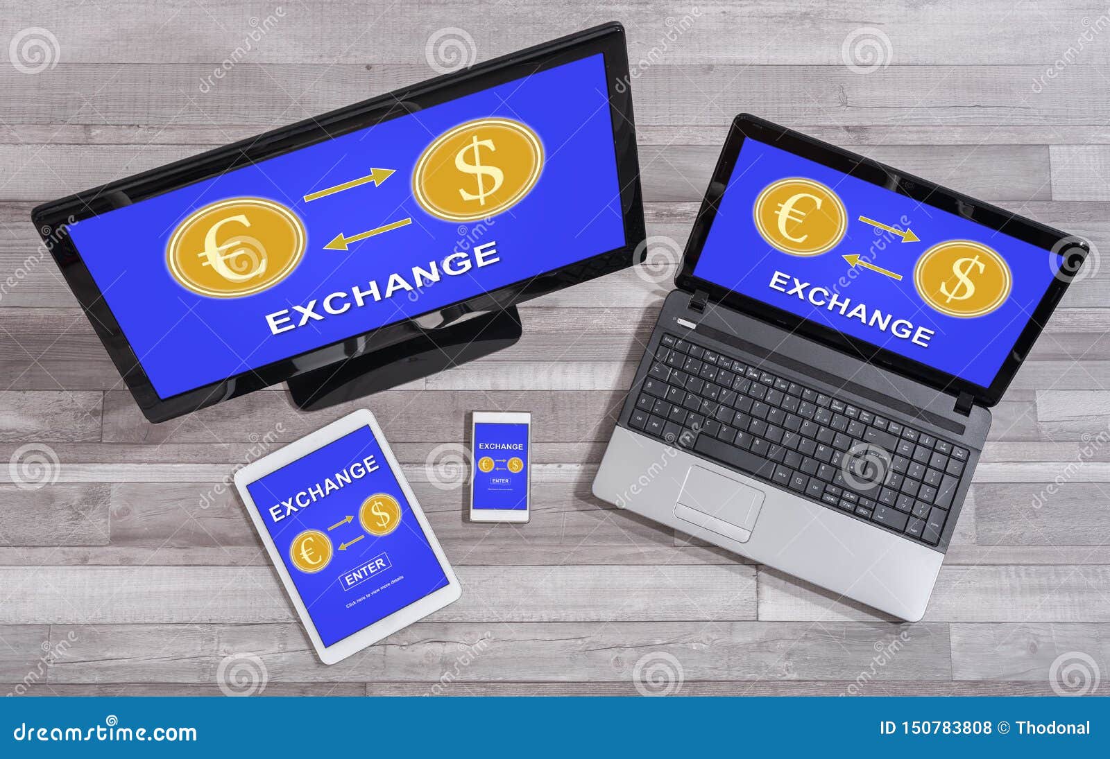 Exchange Concept on Different Devices Stock Photo - Image of investment ...