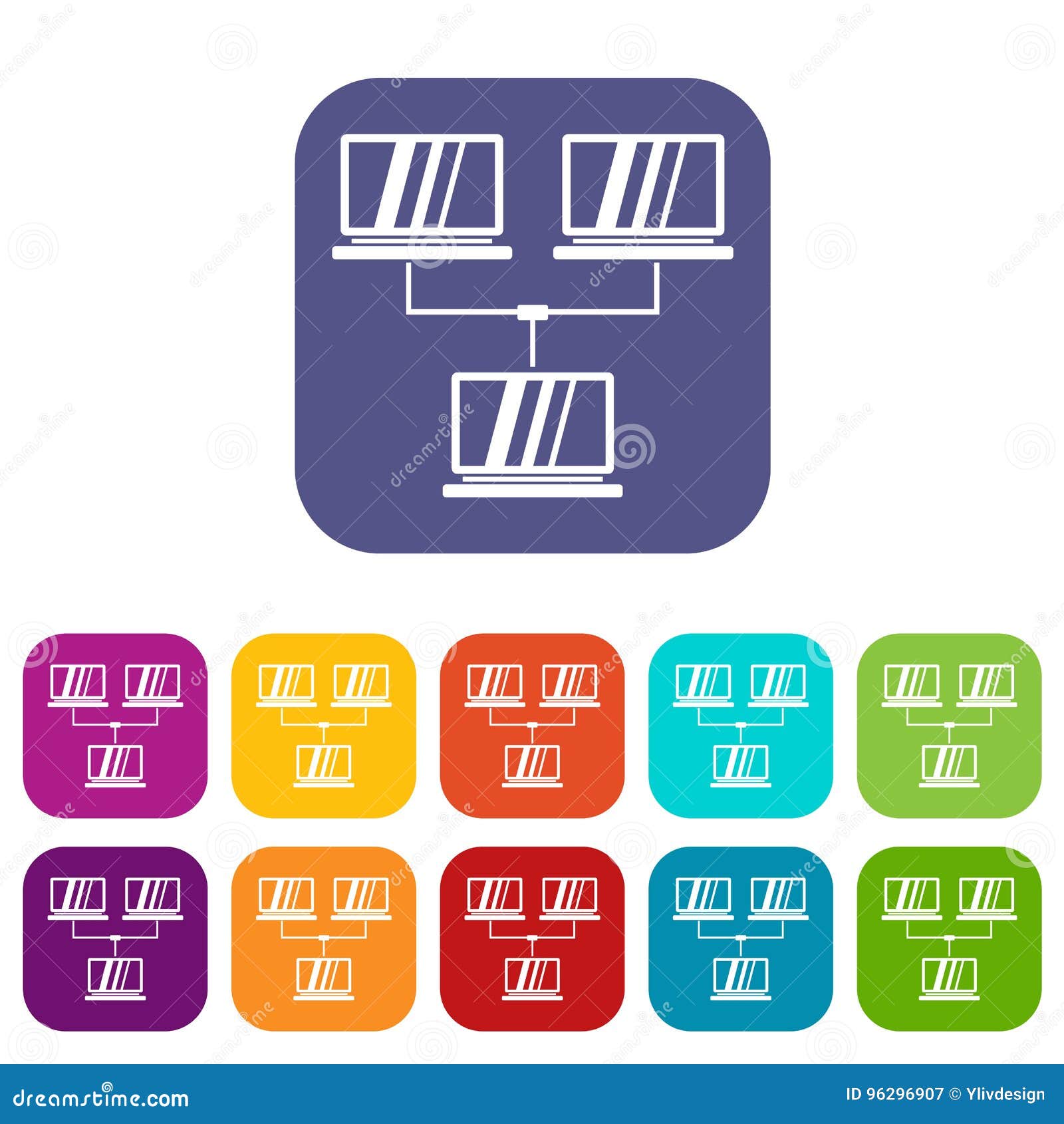 Exchange of Data between Computers Icons Set Stock Vector ...