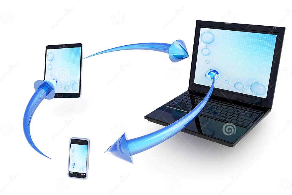 Exchange of Data between Mobile Devices Stock Illustration ...