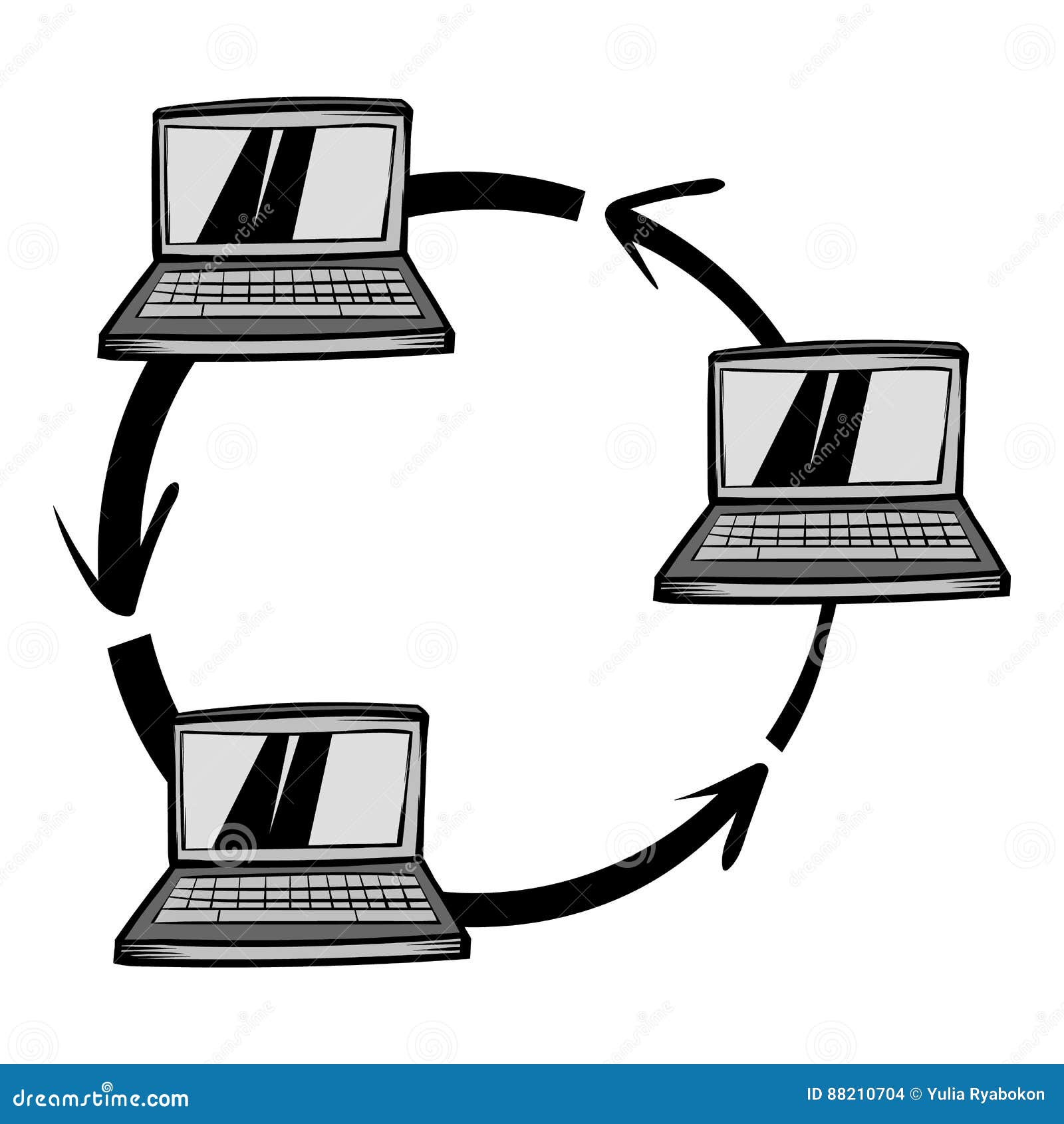 Exchange of Data between Three Computers Icon Stock Vector ...