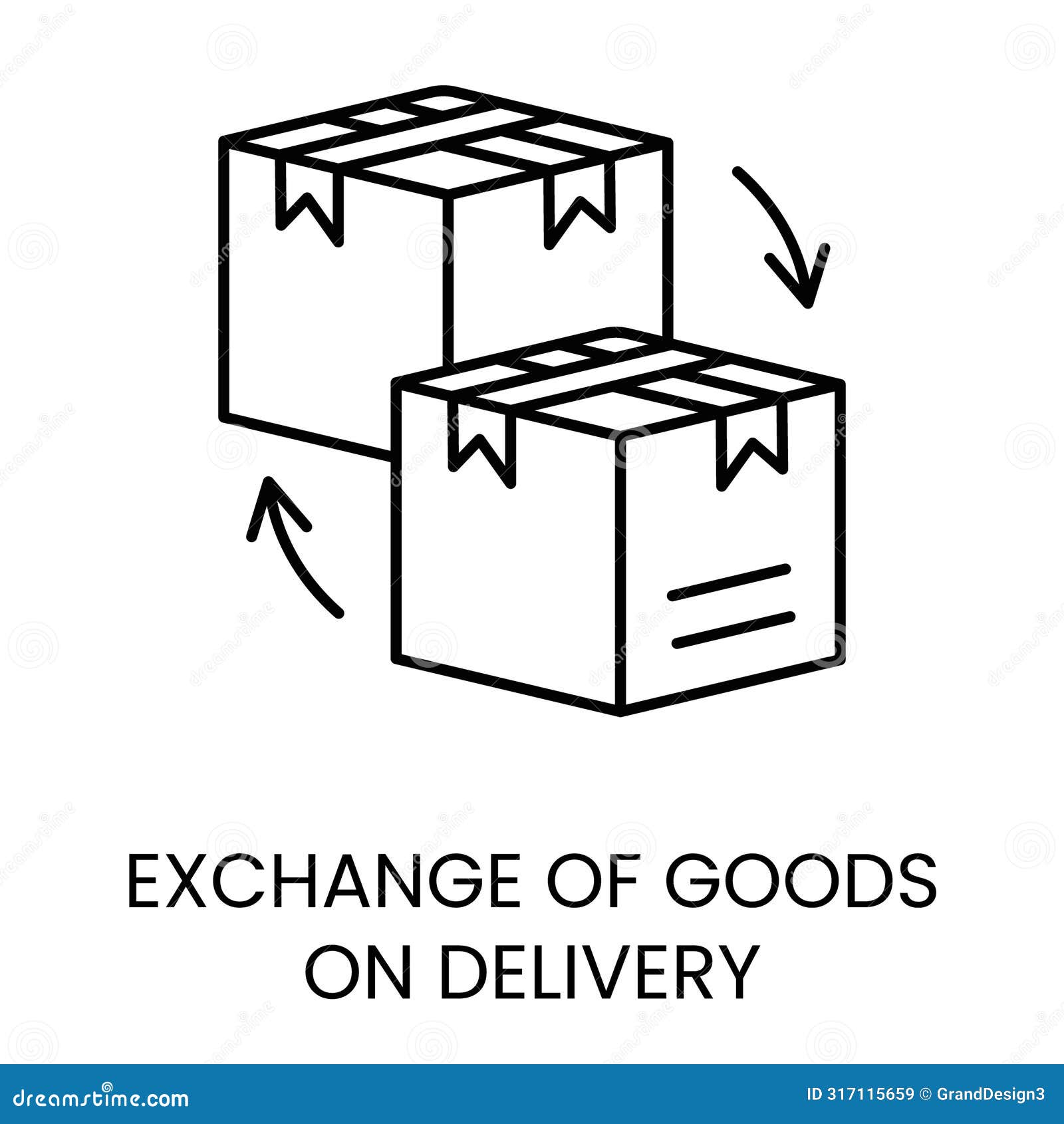 Exchange of Goods at the Delivery Location Vector Line Icon with ...