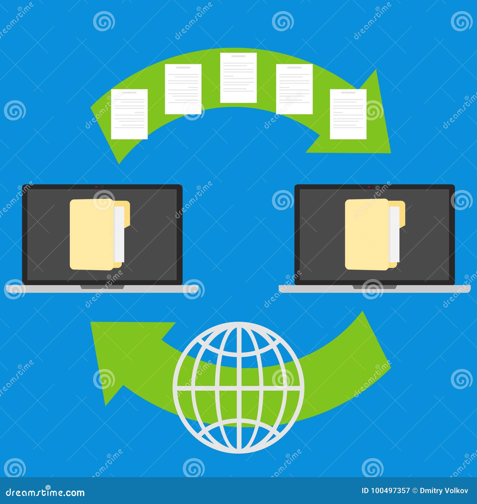 Exchange of Information between Computers Stock Vector - Illustration ...