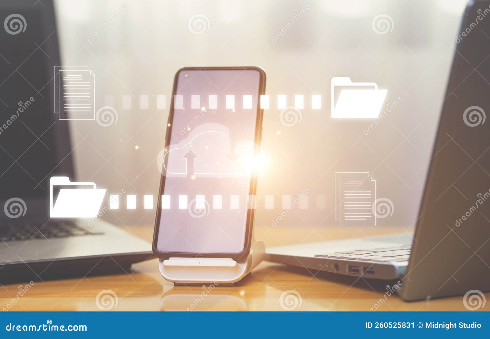 Exchange and Information with Internet Cloud Technology. Stock Image ...