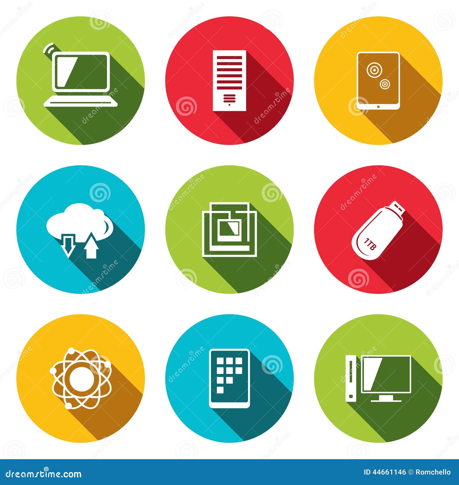 Exchange of Information Technology Flat Icons Set Stock Illustration ...