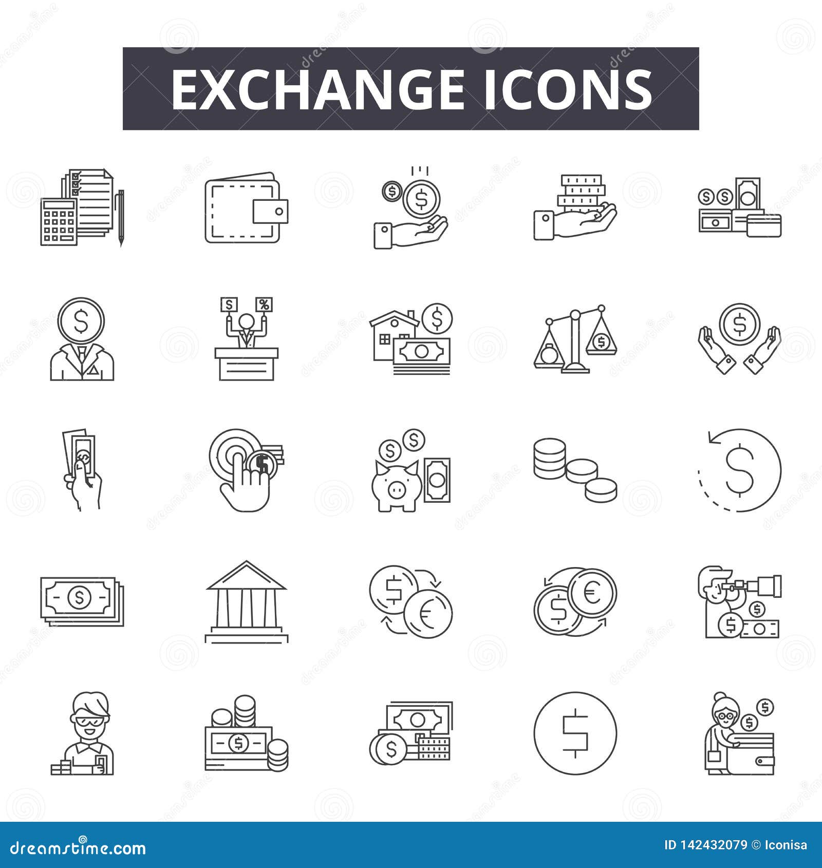 Exchange Line Icons for Web and Mobile Design. Editable Stroke Signs ...