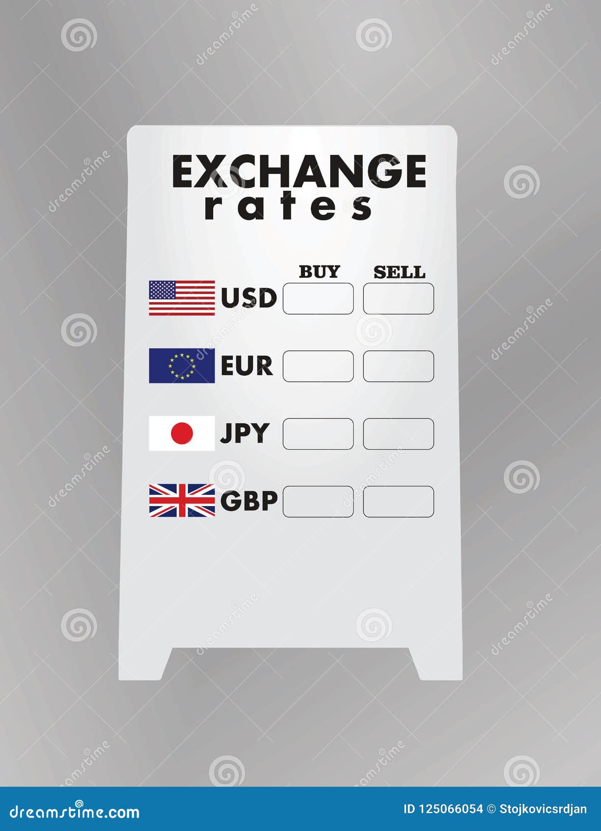Exchange rates board stock vector. Illustration of price - 125066054