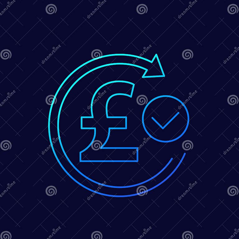 Exchange, Refund Icon with Pound, Thin Line Vector Stock Vector ...