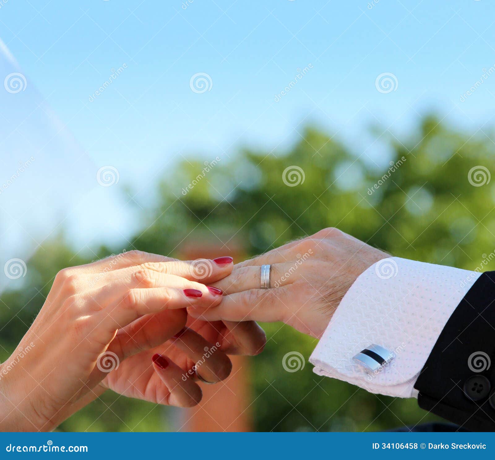 Exchange of wedding rings stock photo. Image of marriageable - 34106458