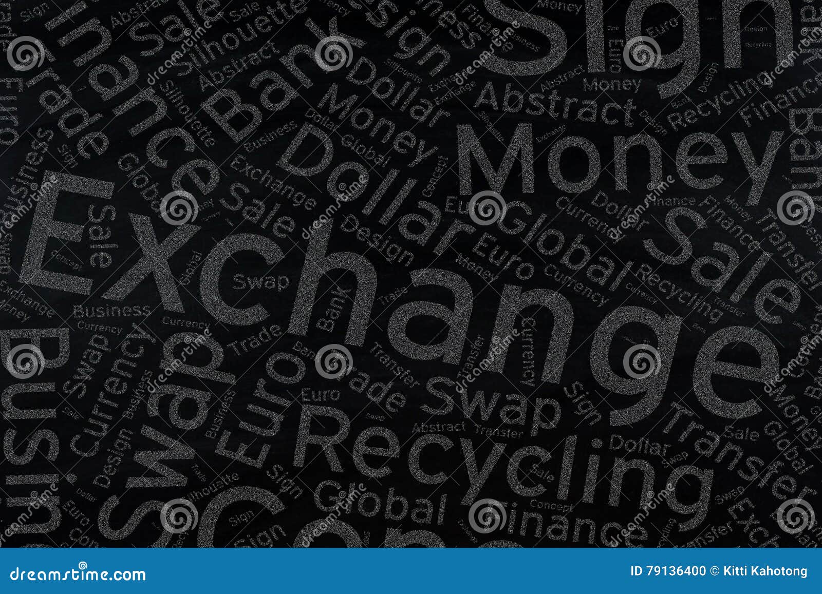 Exchange ,Word Cloud Art on Blackboard Stock Photo - Image of design ...