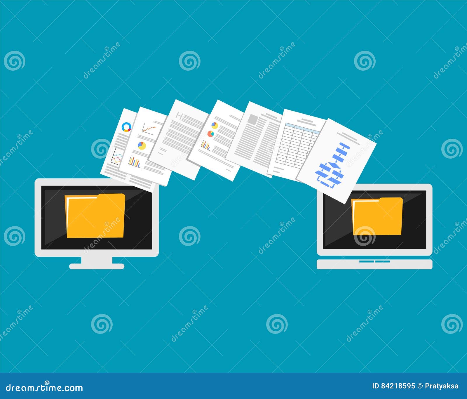 Exchanging Files. Copying Files between Devices Stock Vector ...