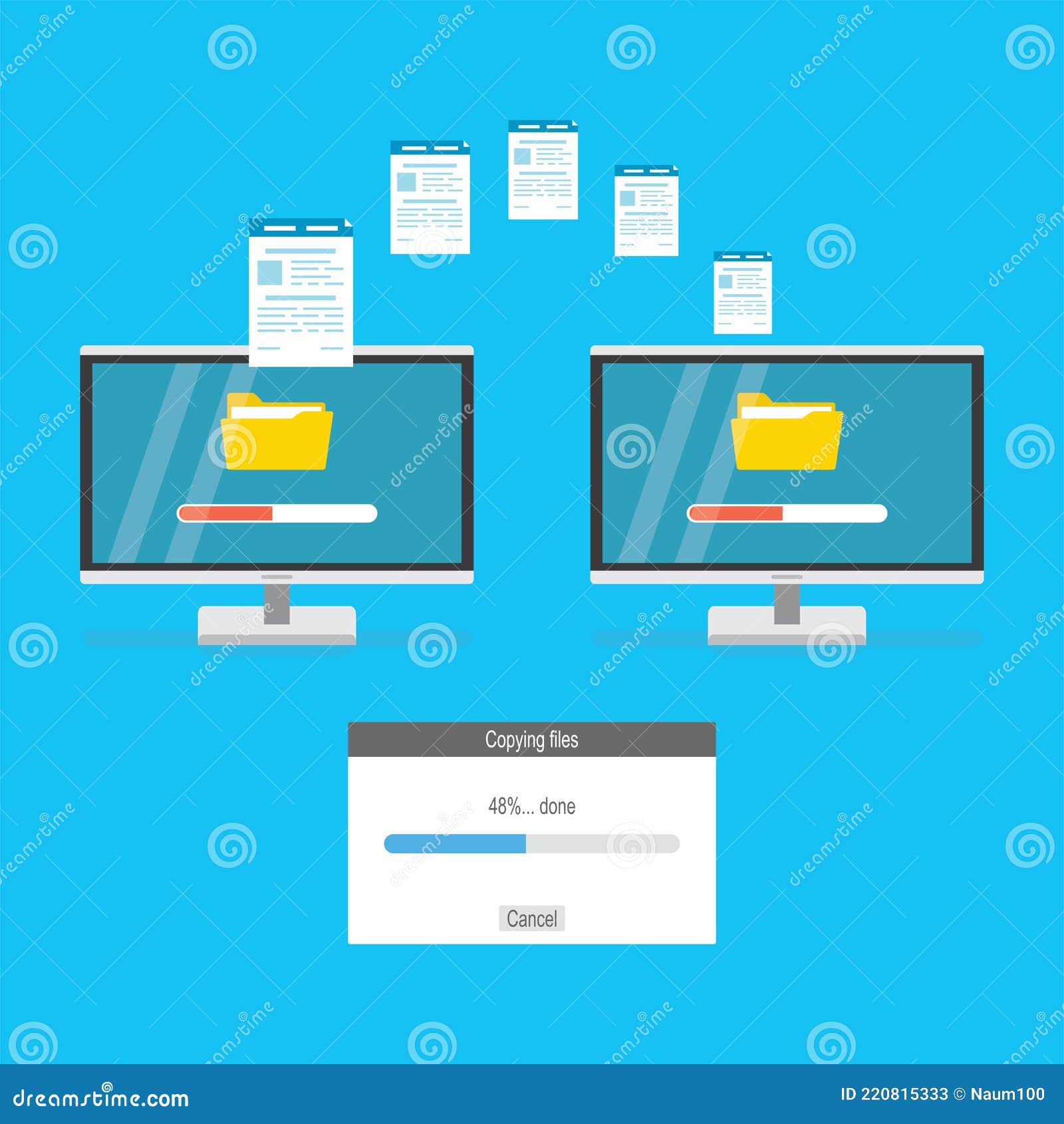 Exchanging Files. Two Modern Workplace, Businesspeople Upload And ...