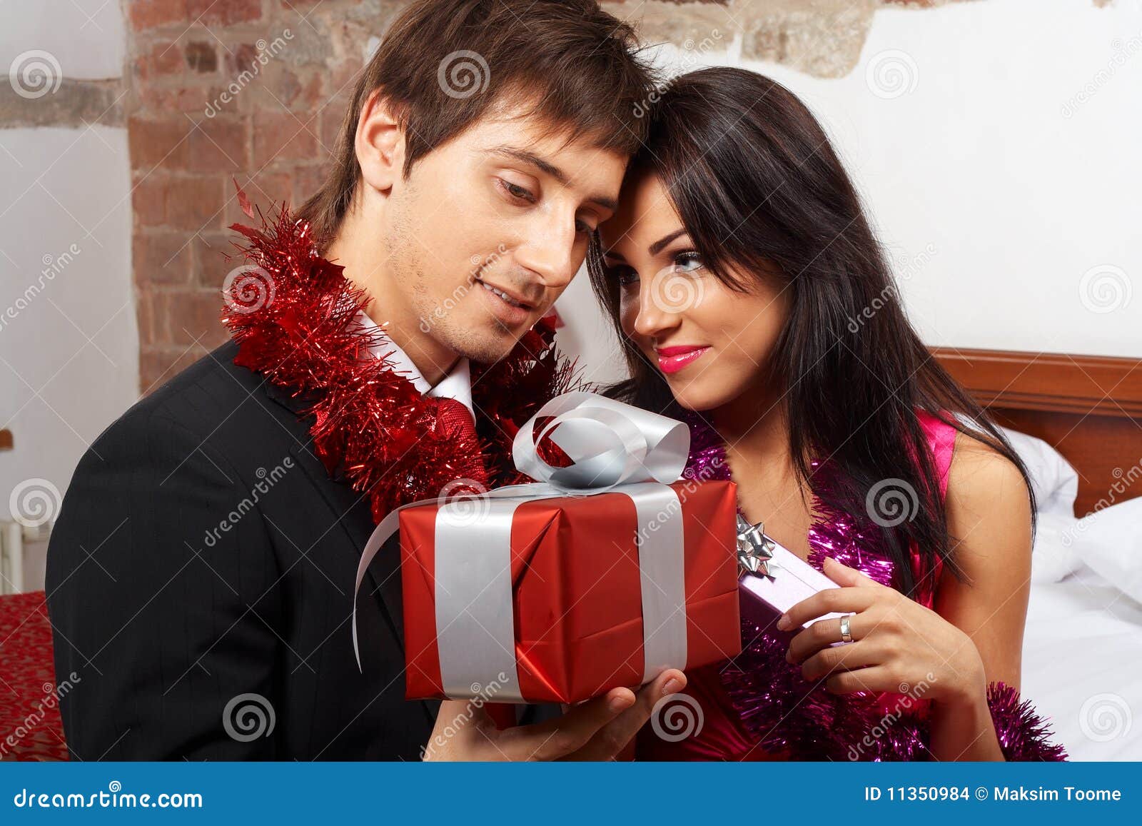 Exchanging gifts stock photo. Image of husband, holiday - 11350984