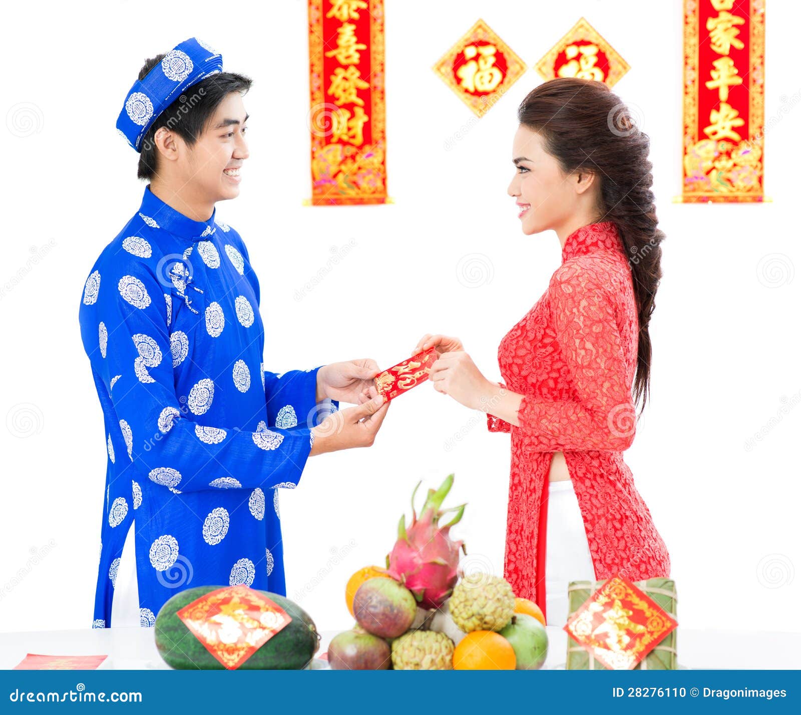 Exchanging greetings stock photo. Image of newyear, asian - 28276110