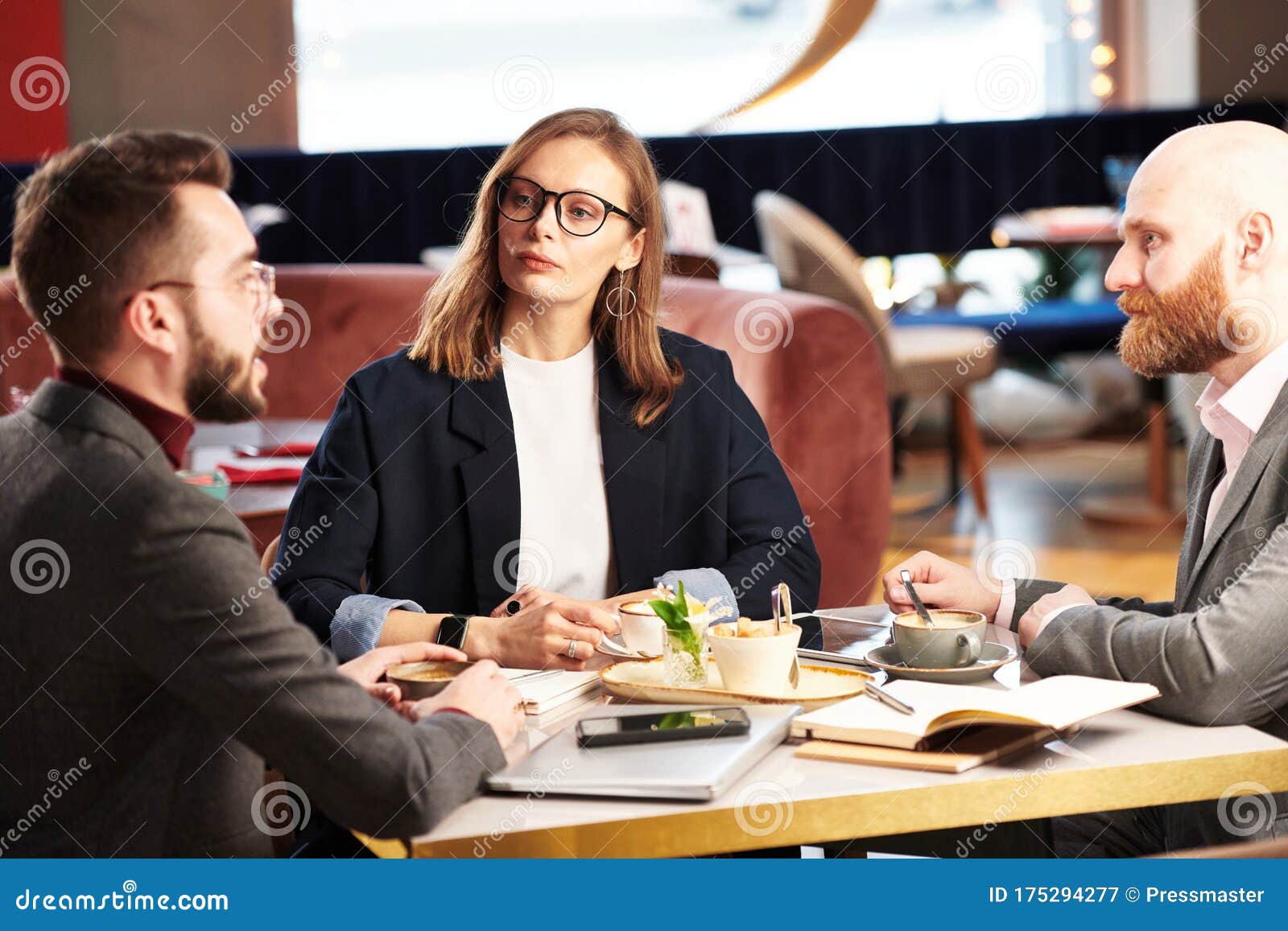 Exchanging ideas and plans stock image. Image of partnership - 175294277