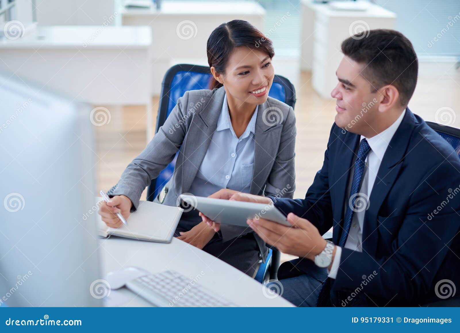 Exchanging ideas stock image. Image of consulting, pretty - 95179331