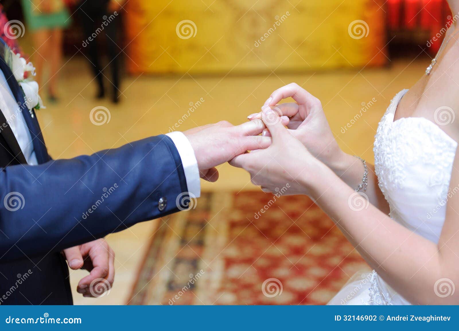 Exchanging Wedding Rings stock photo. Image of dress - 32146902