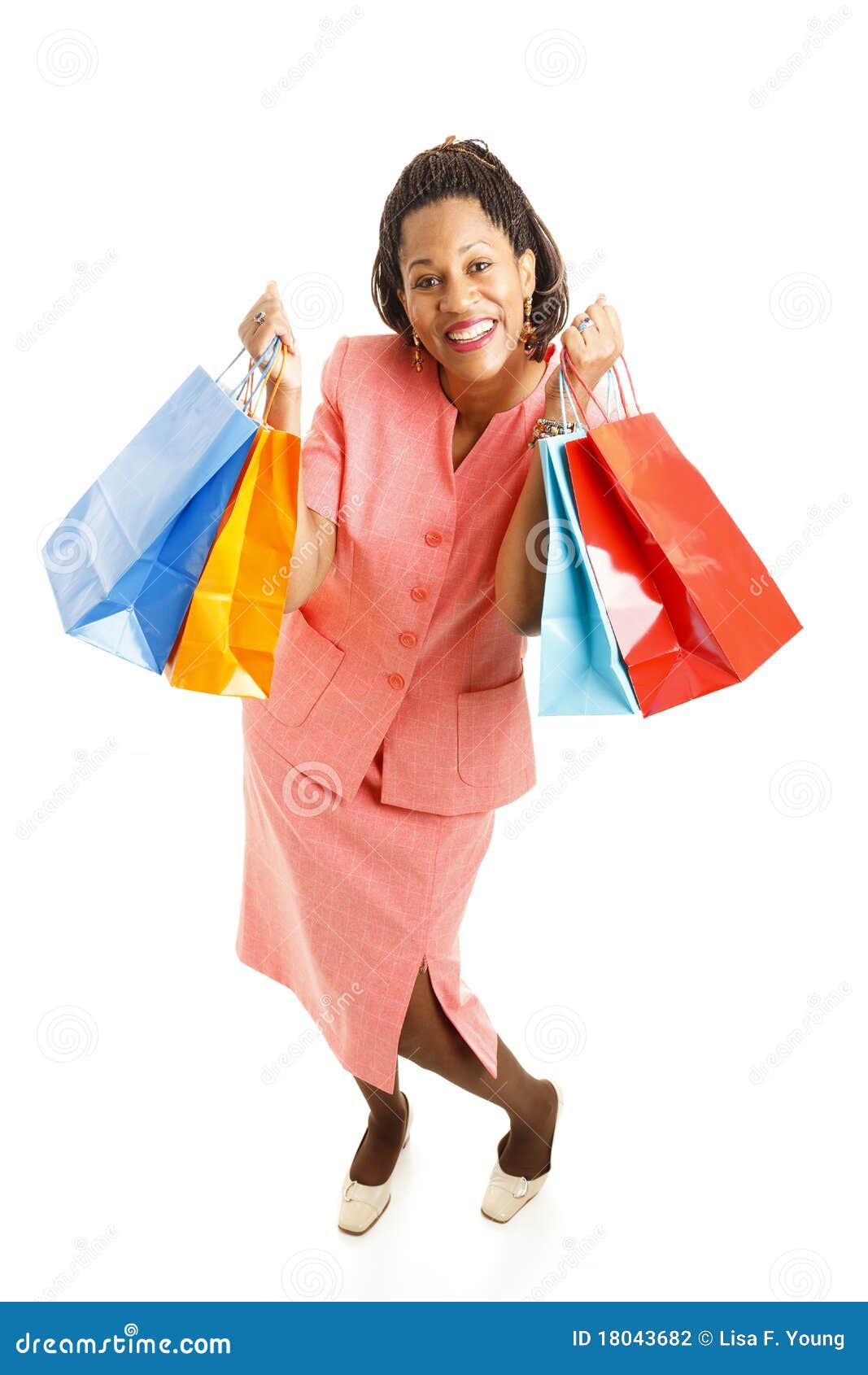 Excited African-American Shopper Stock Photo - Image of smiling ...