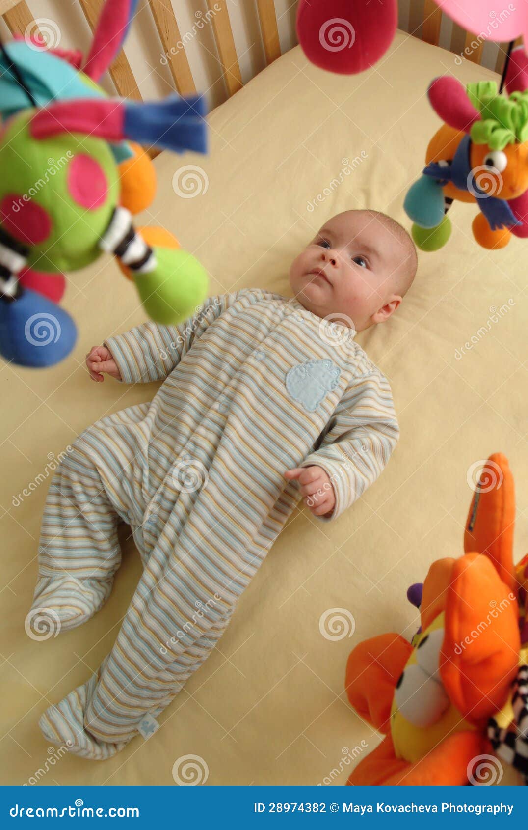 Excited Baby stock photo. Image of crib, month, alone - 28974382