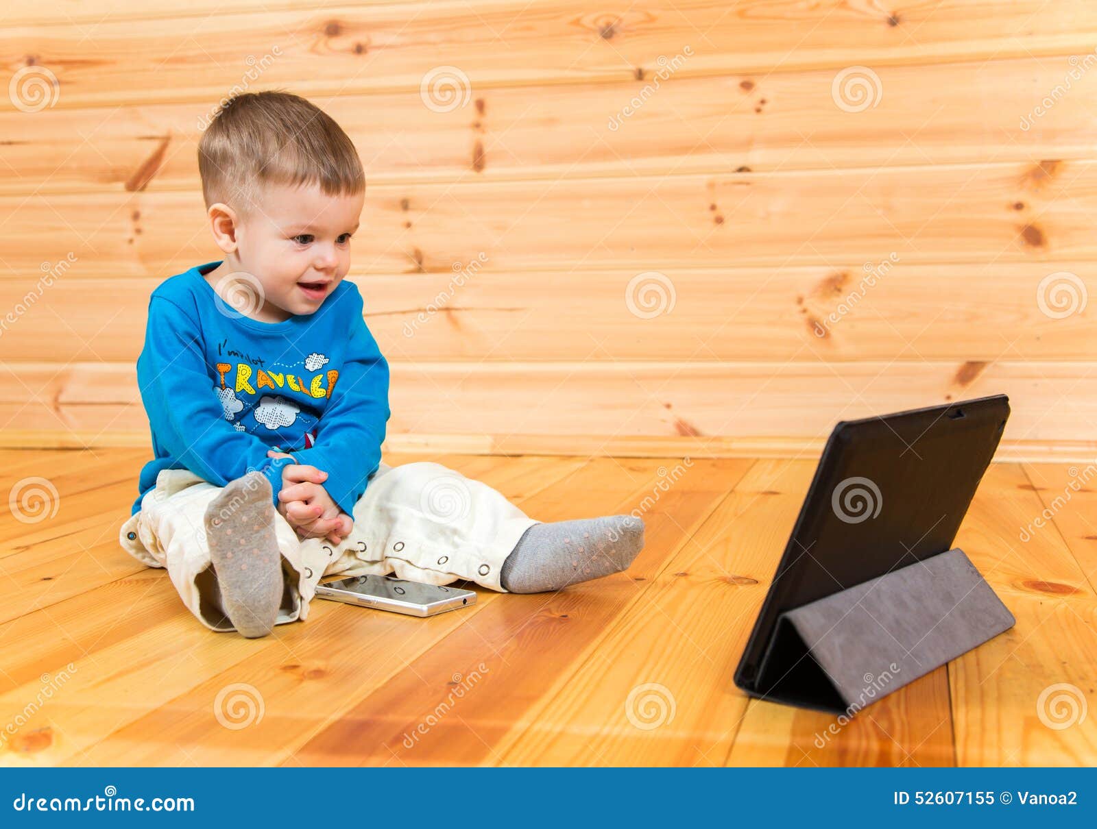 Excited Baby Boy Watching His Tablet Computer Stock Image - Image of ...