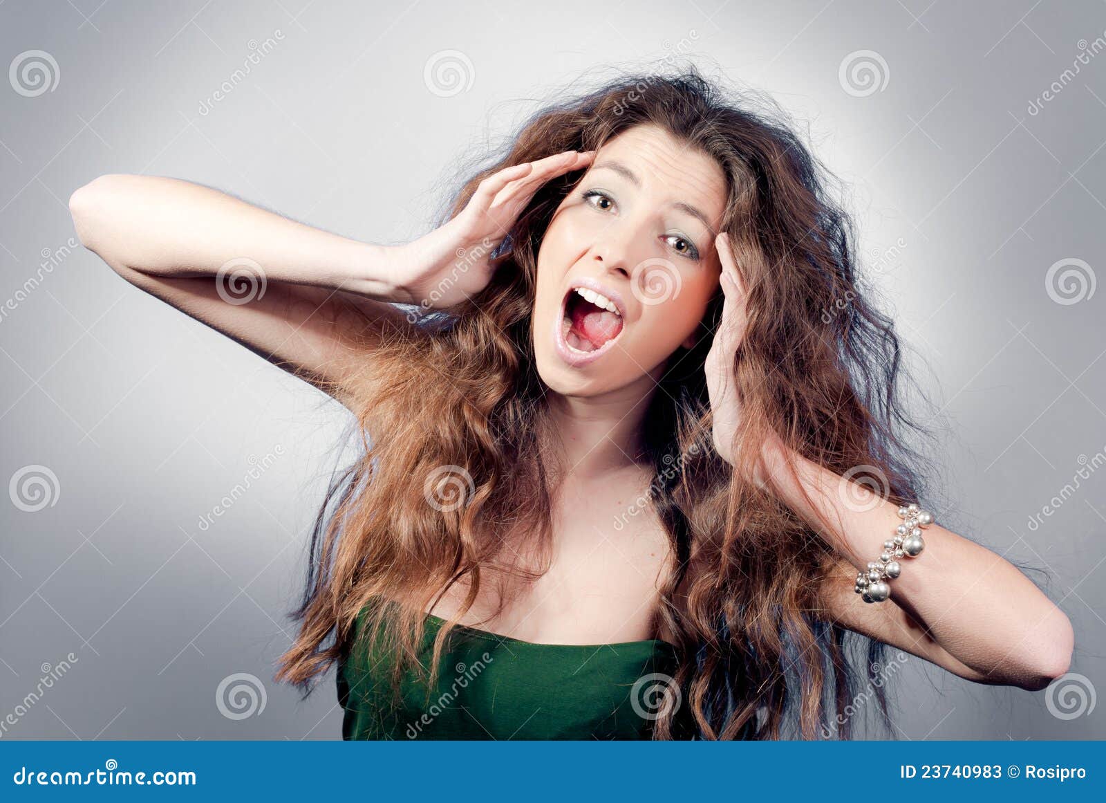 Excited Beautiful Young Woman with Open Mouth Stock Image - Image of ...