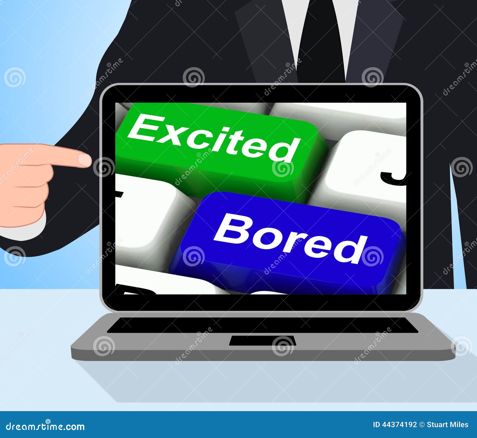 3D Exciting Boring Button Click Here Block Text Stock Photo ...
