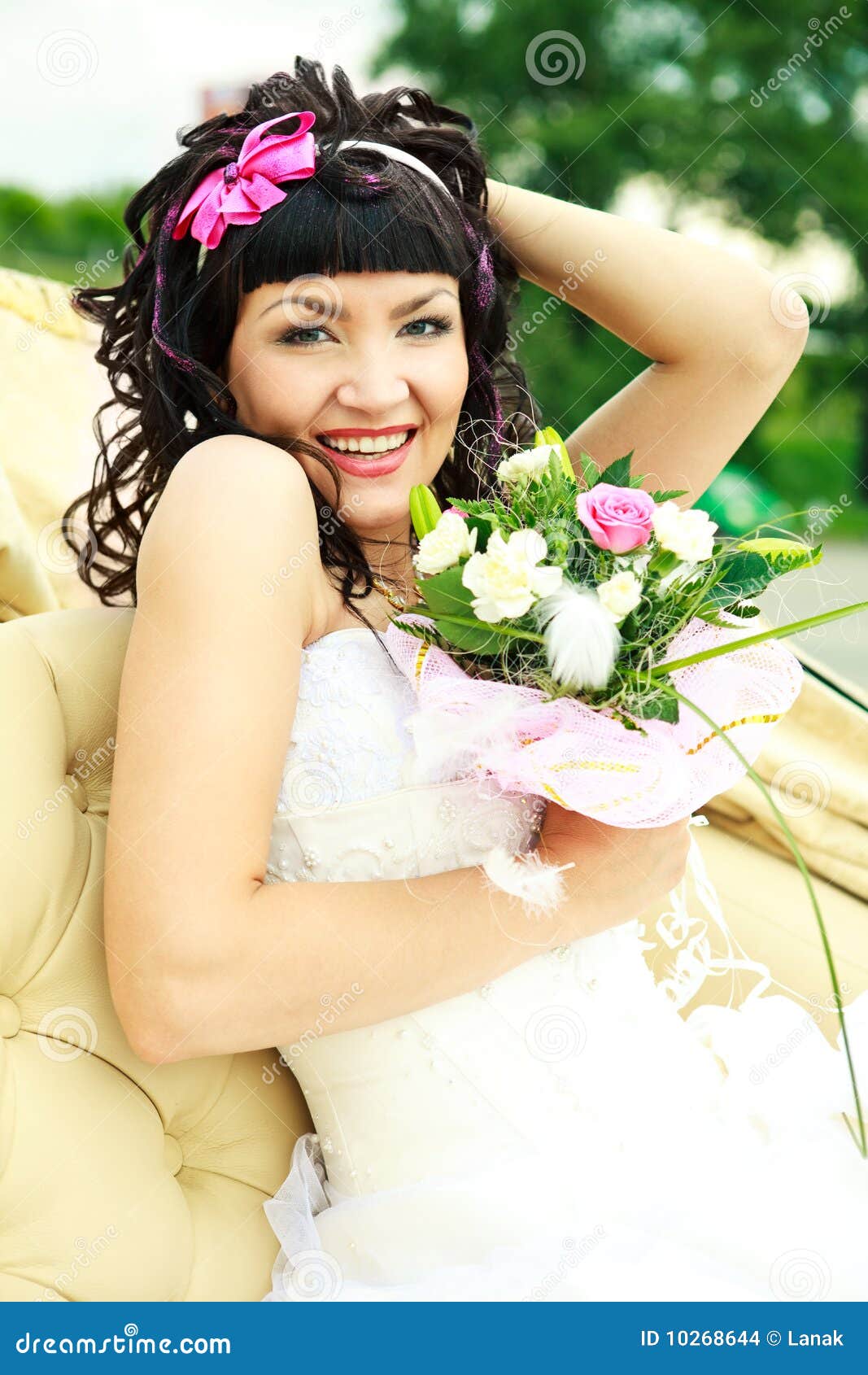 Excited bride with flowers stock photo. Image of marriage - 10268644