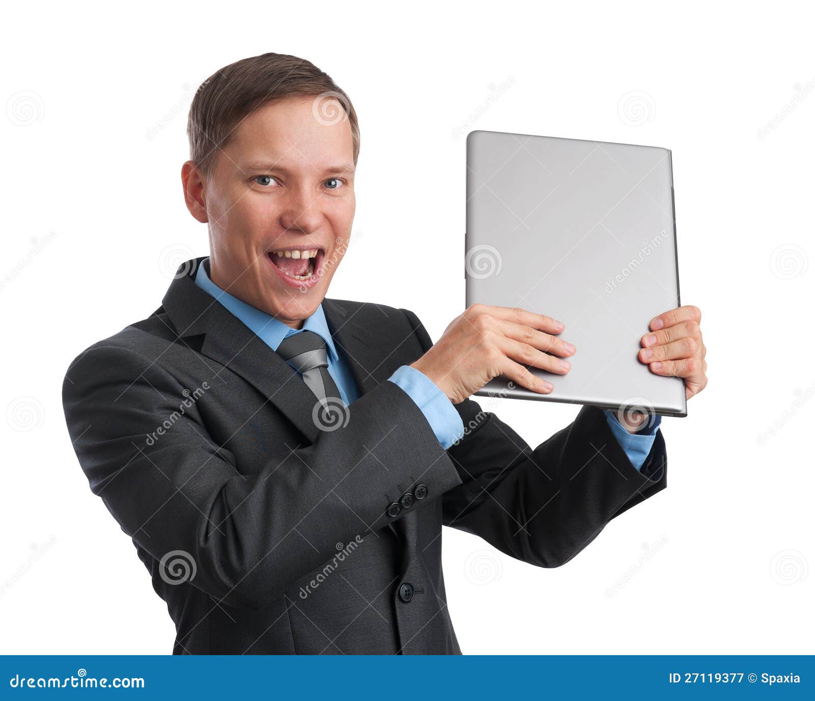 Excited Business Man with His Laptop Computer Stock Image - Image of ...