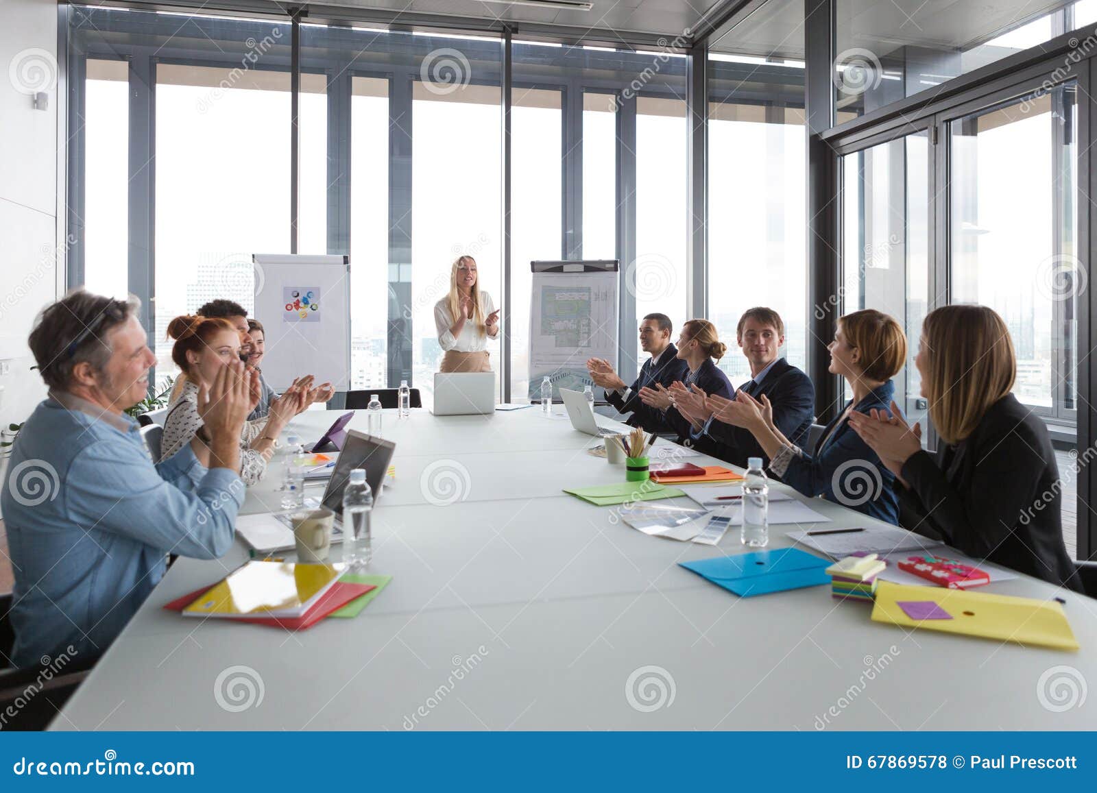 Excited Business People in Modern Office Working on Project Stock Photo ...
