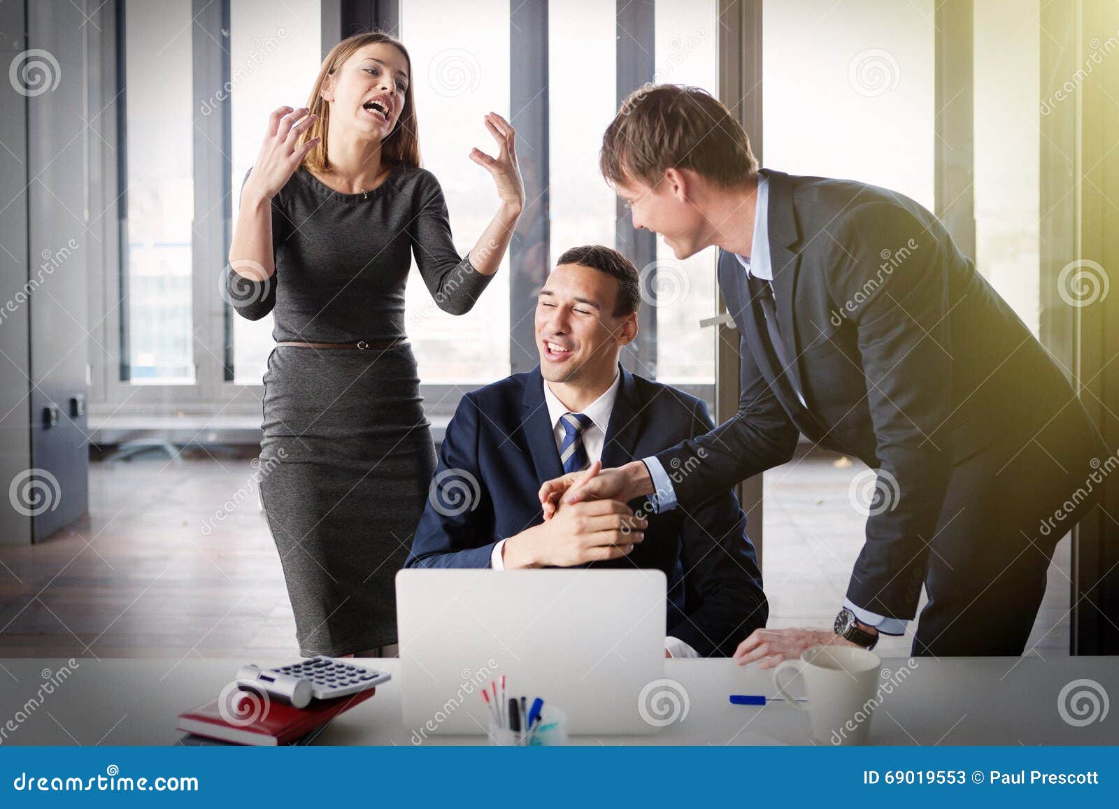 Excited Business People in Modern Office Working on Project Stock Image ...