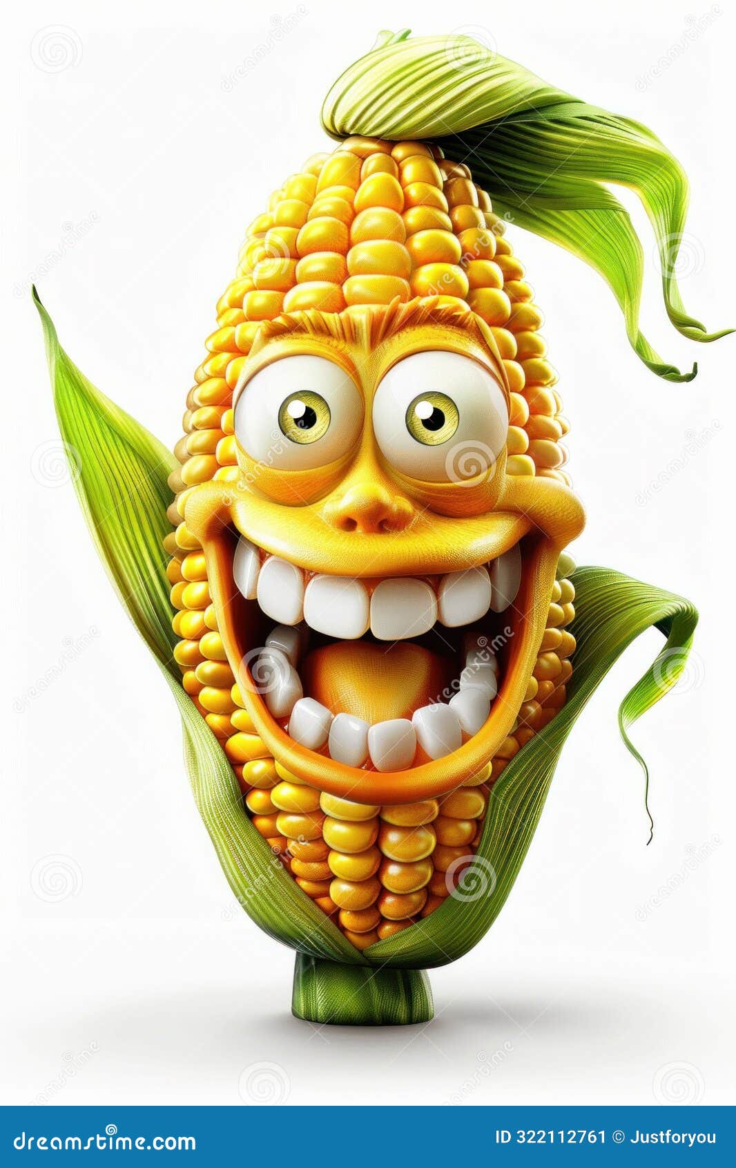 Corn Character Whistling Isolated On A White Background. Corn Character ...
