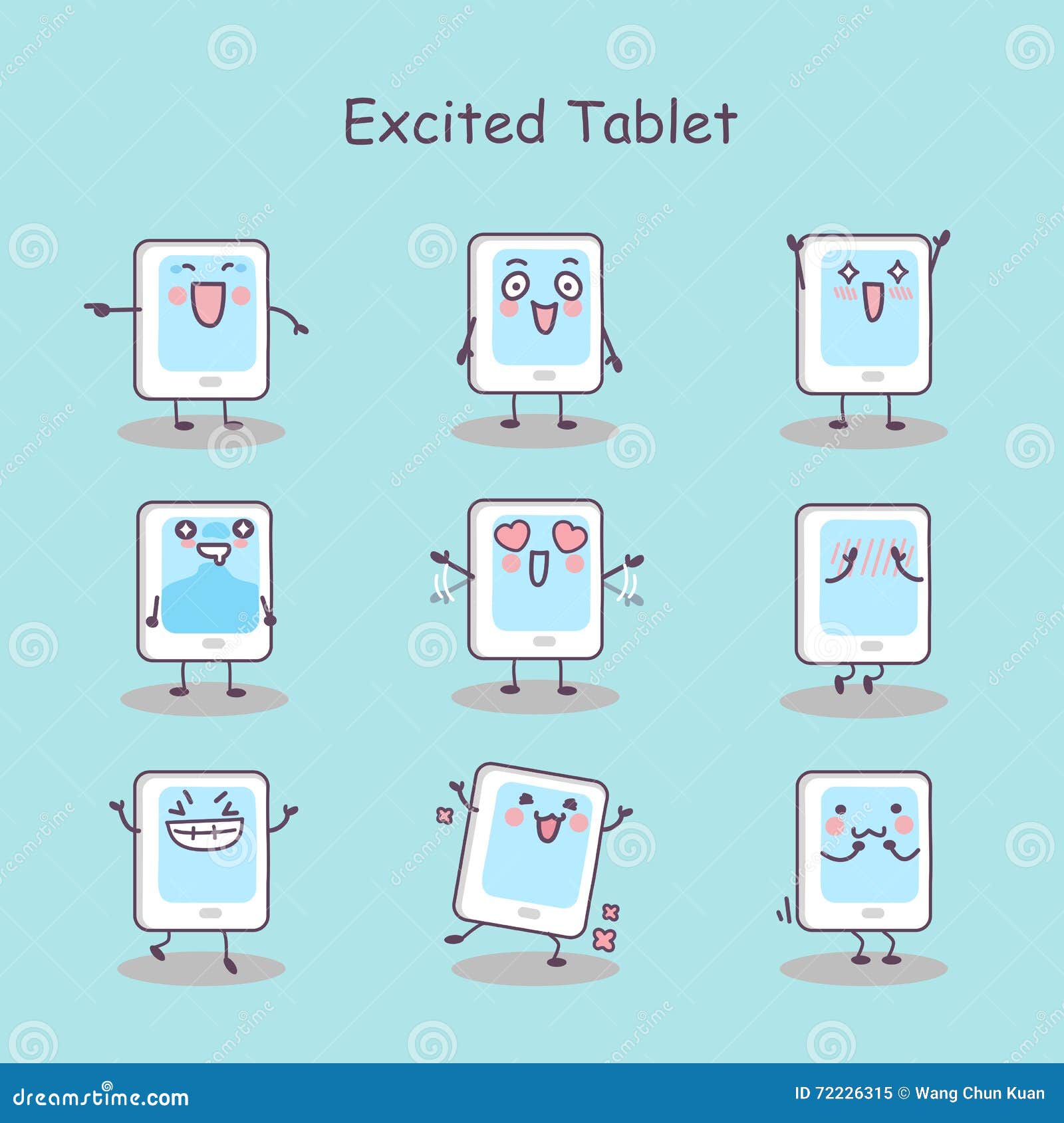 Excited Cartoon Digital Tablet Pc Stock Illustration - Illustration of ...