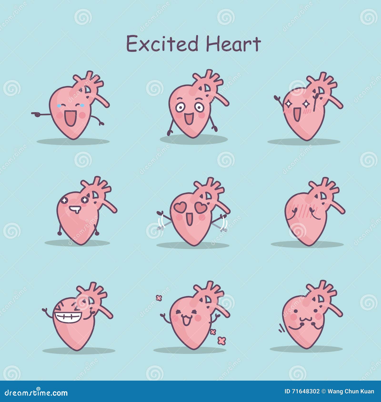 Set Of Cartoon Heart Animation Frame, Hand Drawn Sketch, Doodle Vector ...