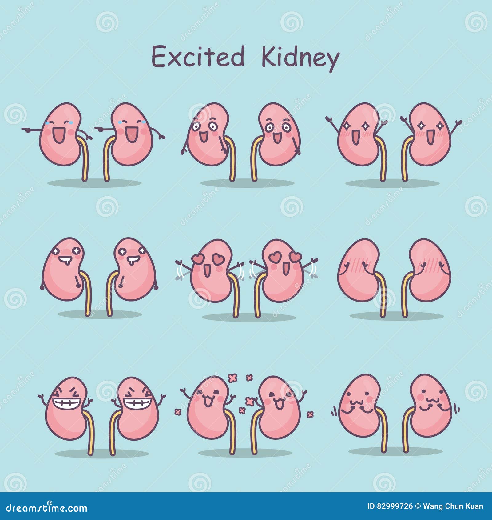 Excited cartoon kidney stock vector. Illustration of function - 82999726