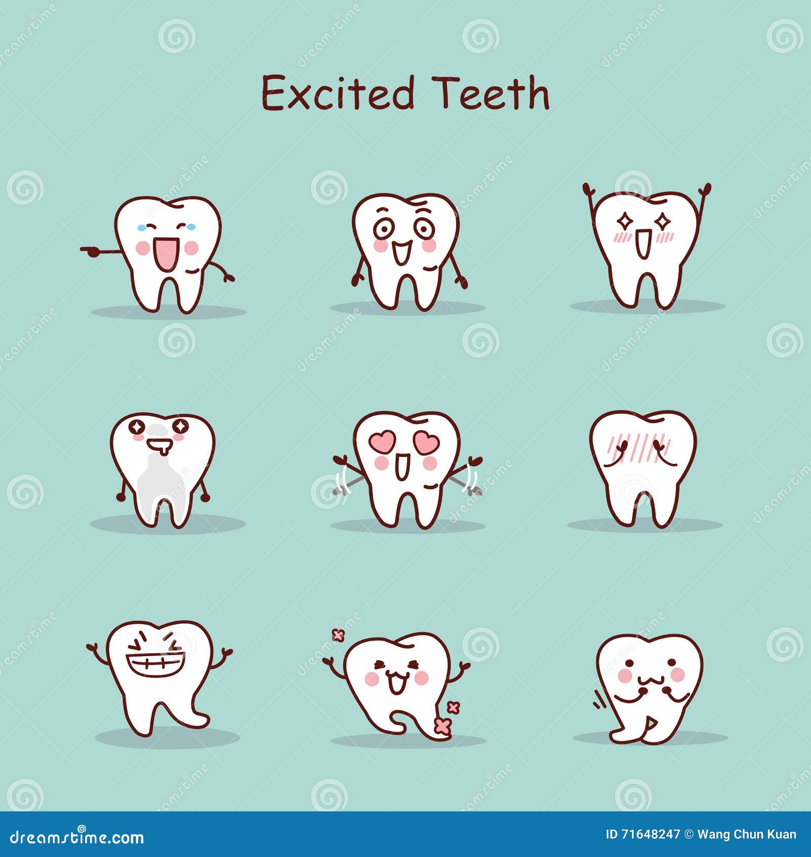 Excited Cartoon Tooth Implant Set Royalty-Free Stock Photography ...
