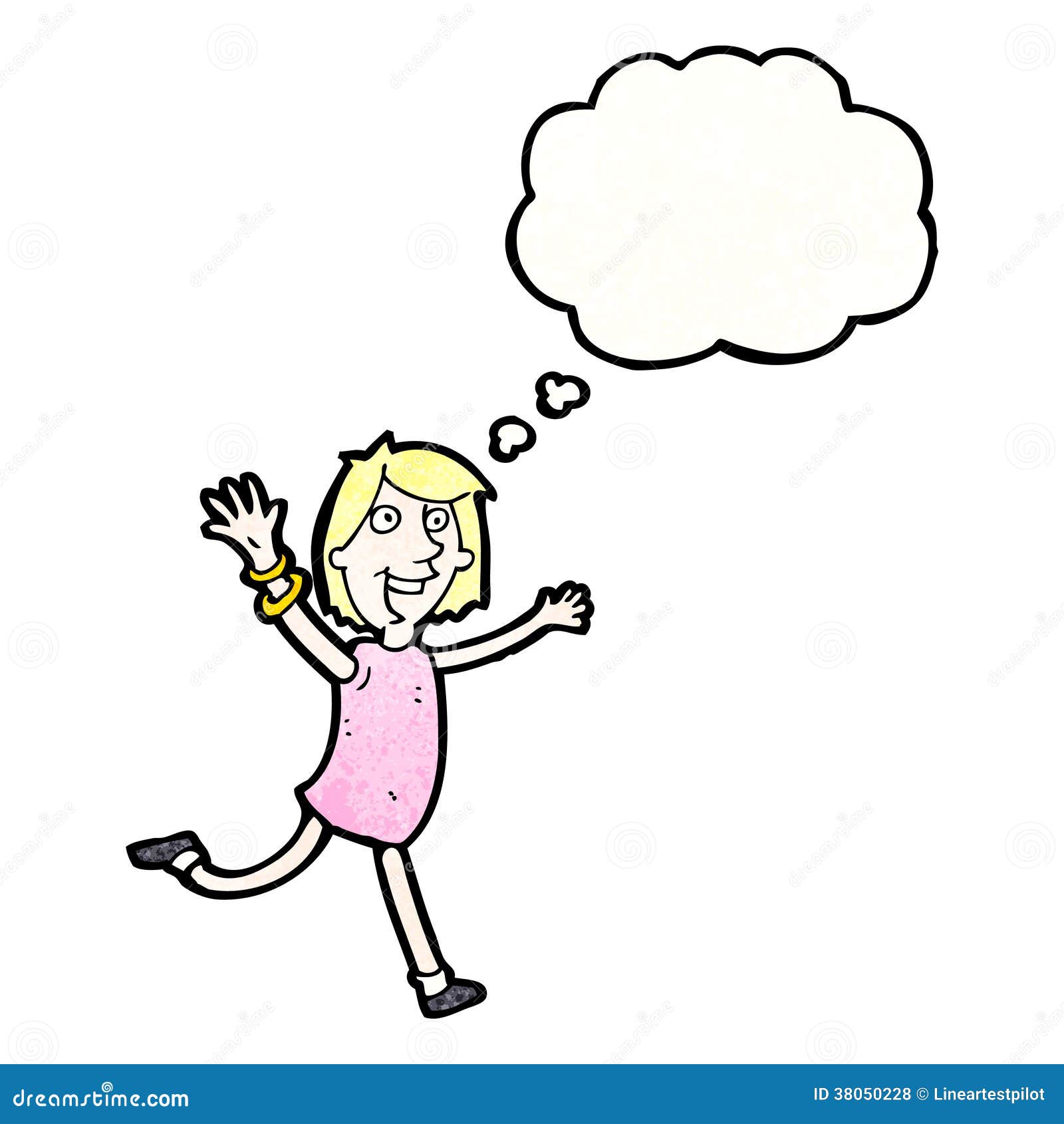Excited Cartoon Woman Running Stock Vector - Illustration of thinking ...