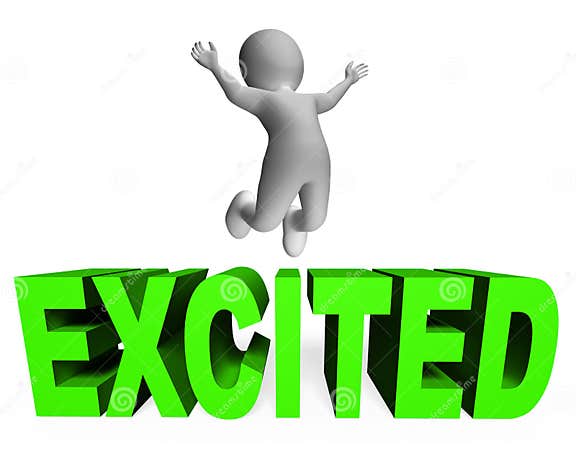 Excited Character Indicates Thrilling and Fun 3d Rendering Stock ...