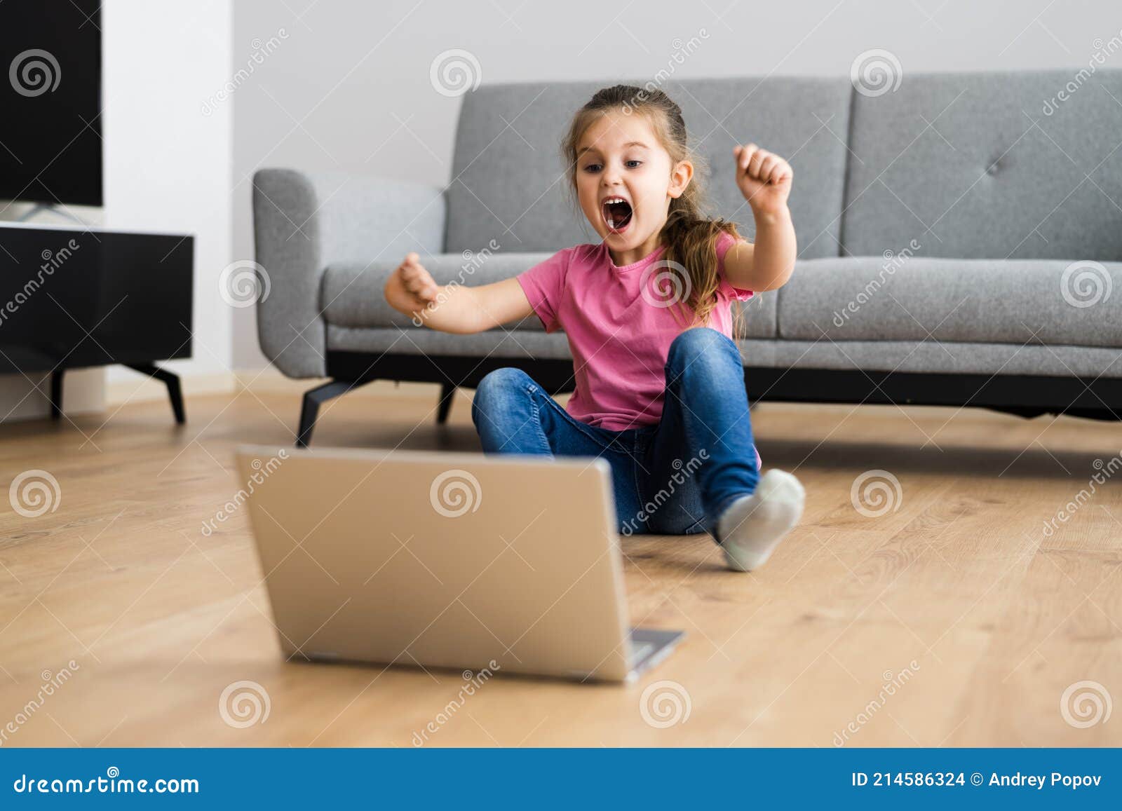 Excited Child Browsing Internet Stock Photo - Image of excited ...