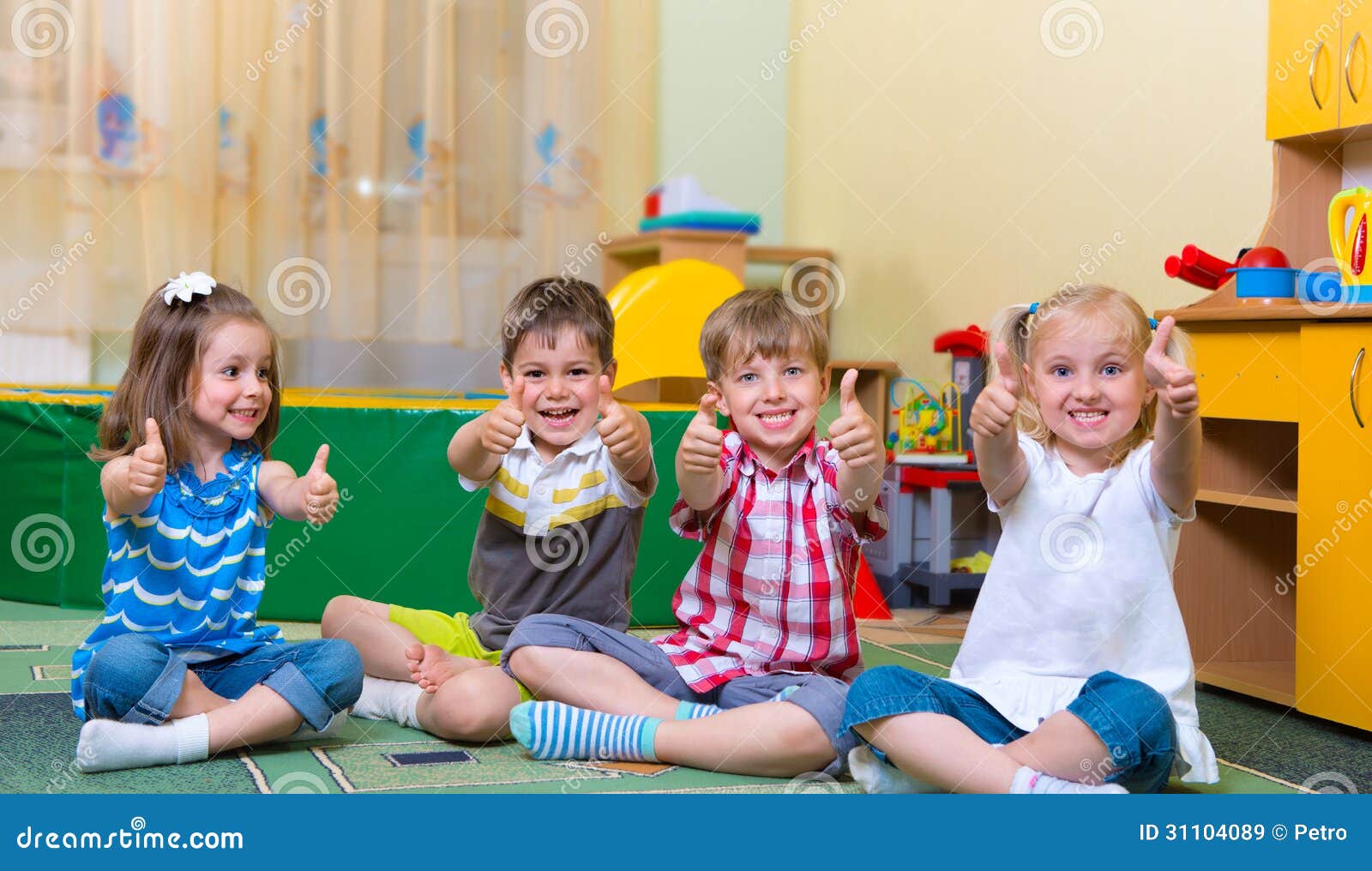 Excited Children Holding Thumbs Up Stock Image | CartoonDealer.com ...