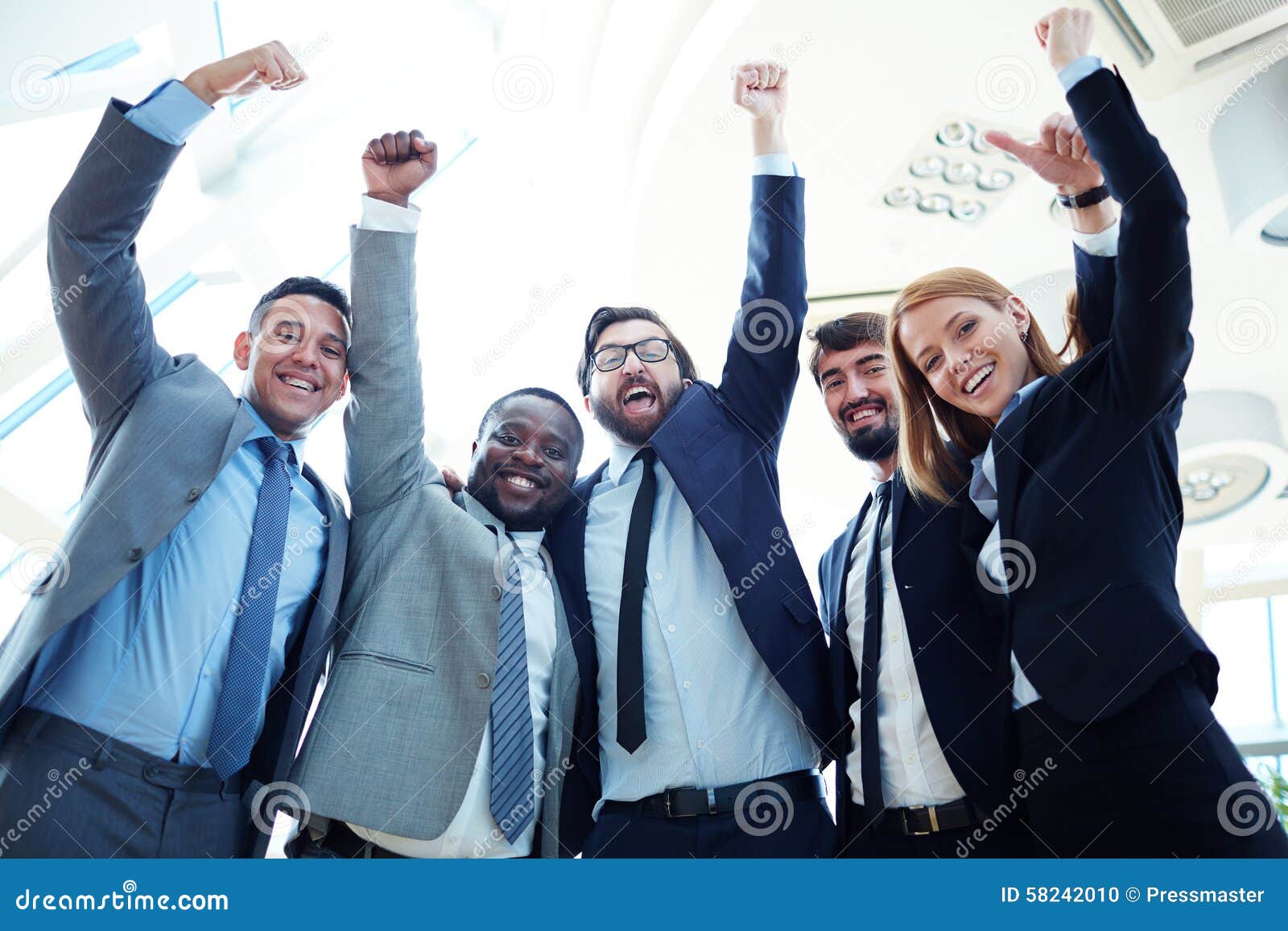 Excited co-workers stock photo. Image of formal, competitive - 58242010
