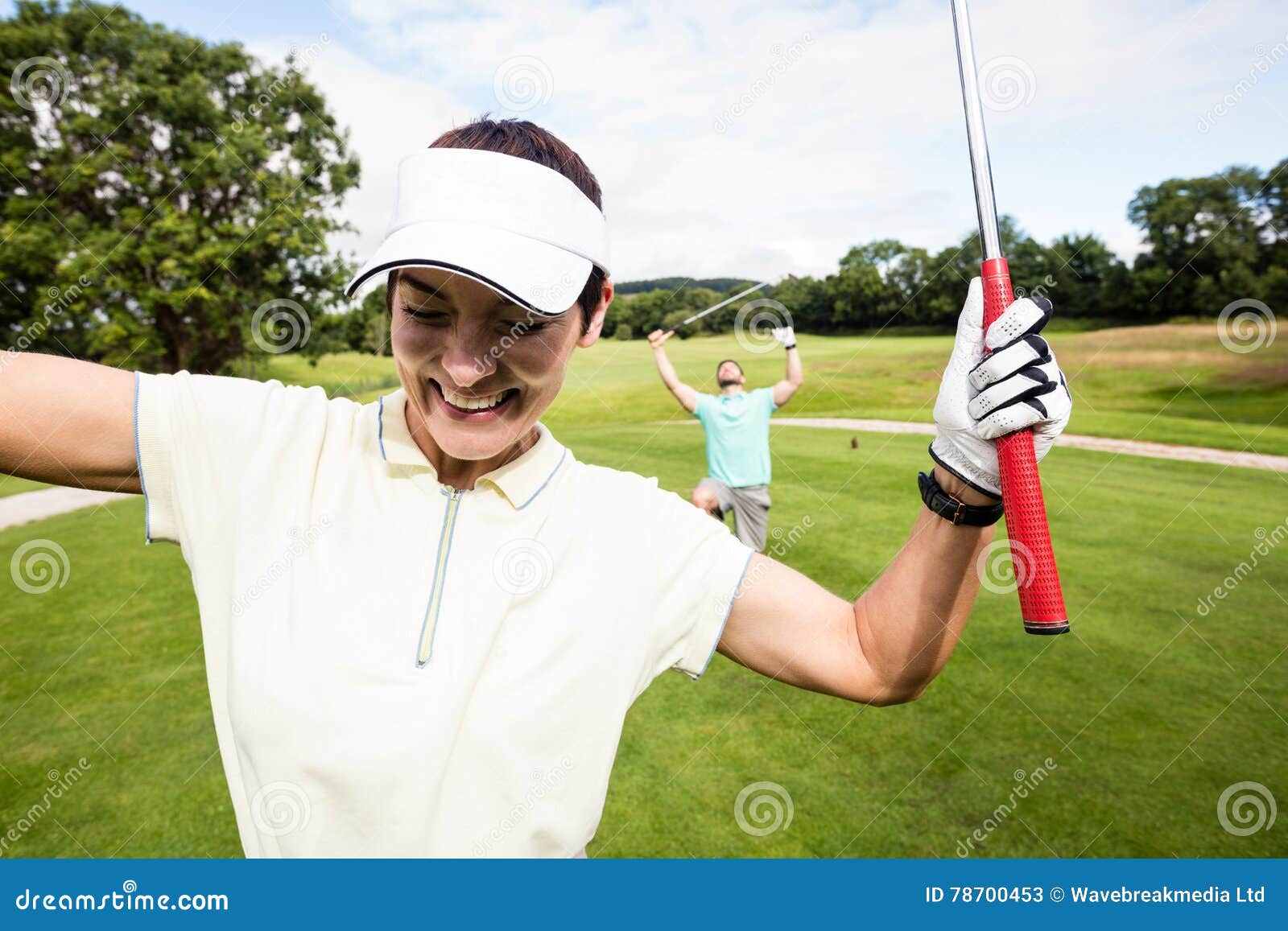 Excited couple enjoying stock image. Image of hobby, golfer - 78700453
