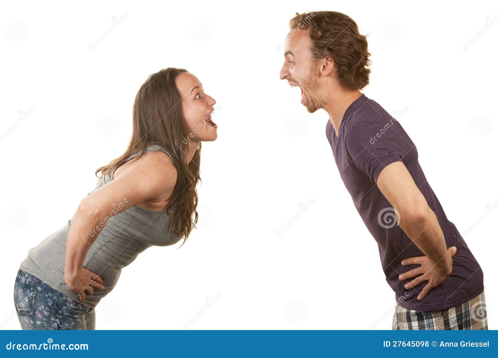 Excited Couple Facing Each Other Stock Photo - Image of happy ...