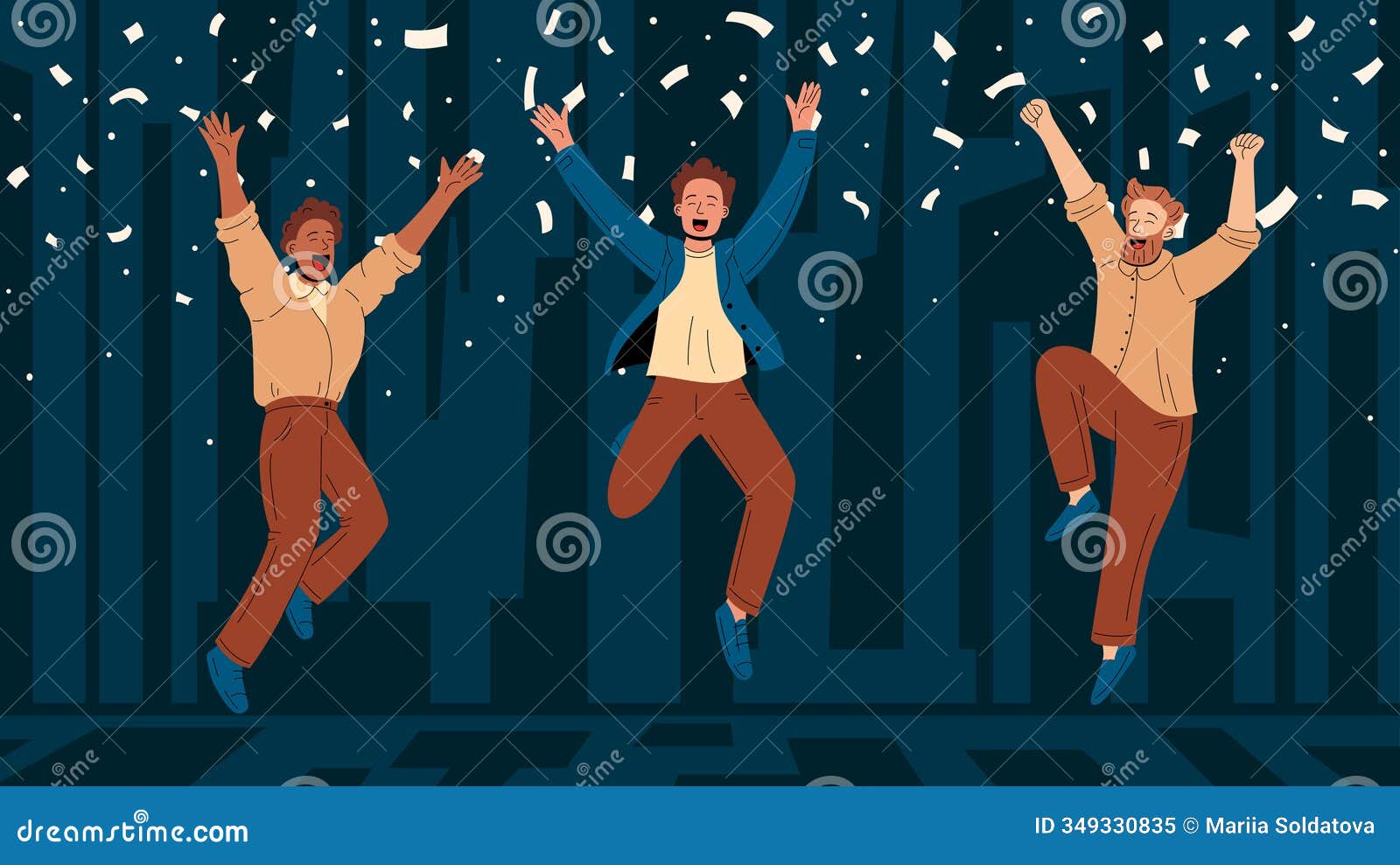 Excited Crowd Of People At A Soccer Stadium. Cartoon Vector ...