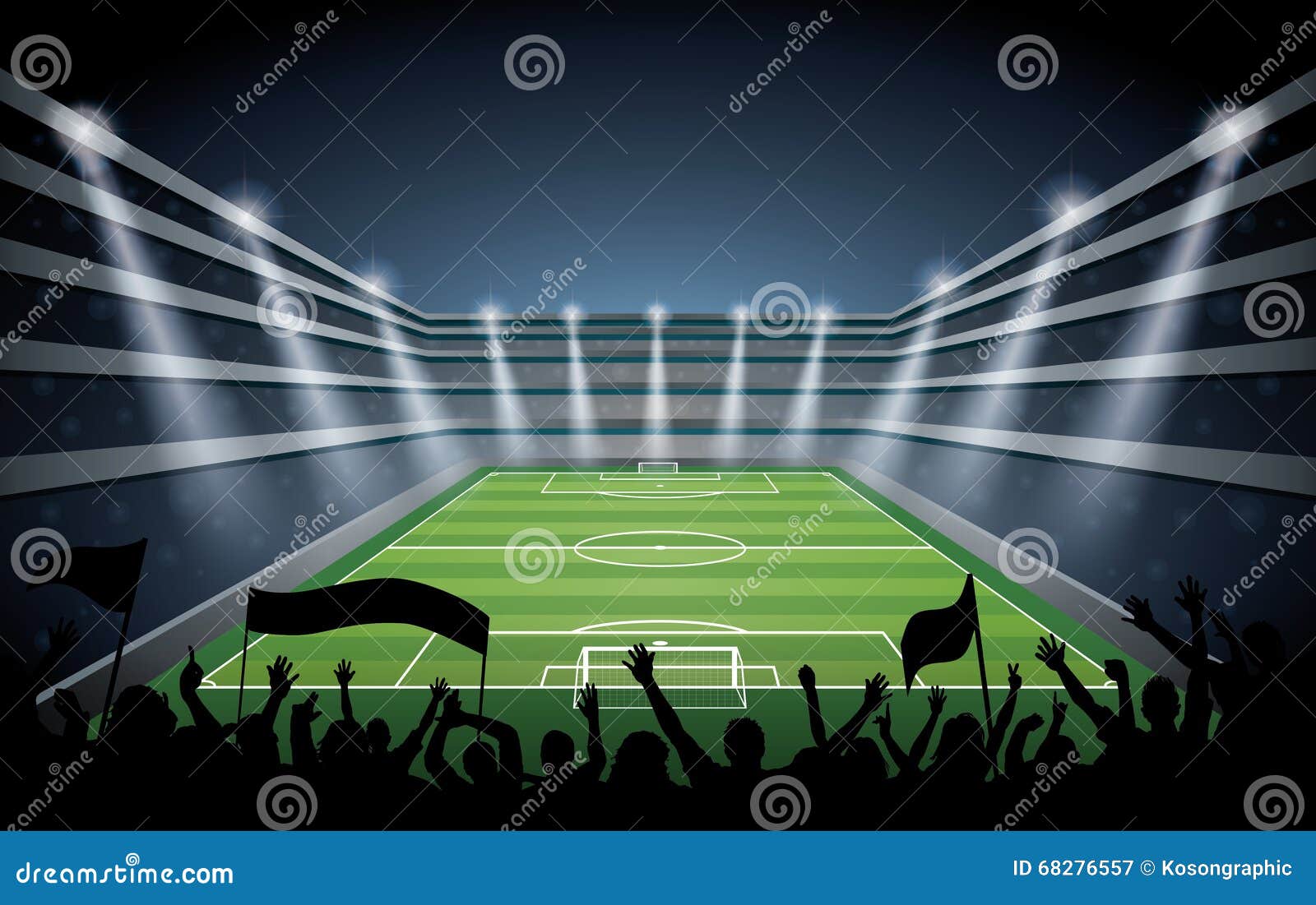 Excited Crowd of People at a Soccer Stadium. Stock Vector ...