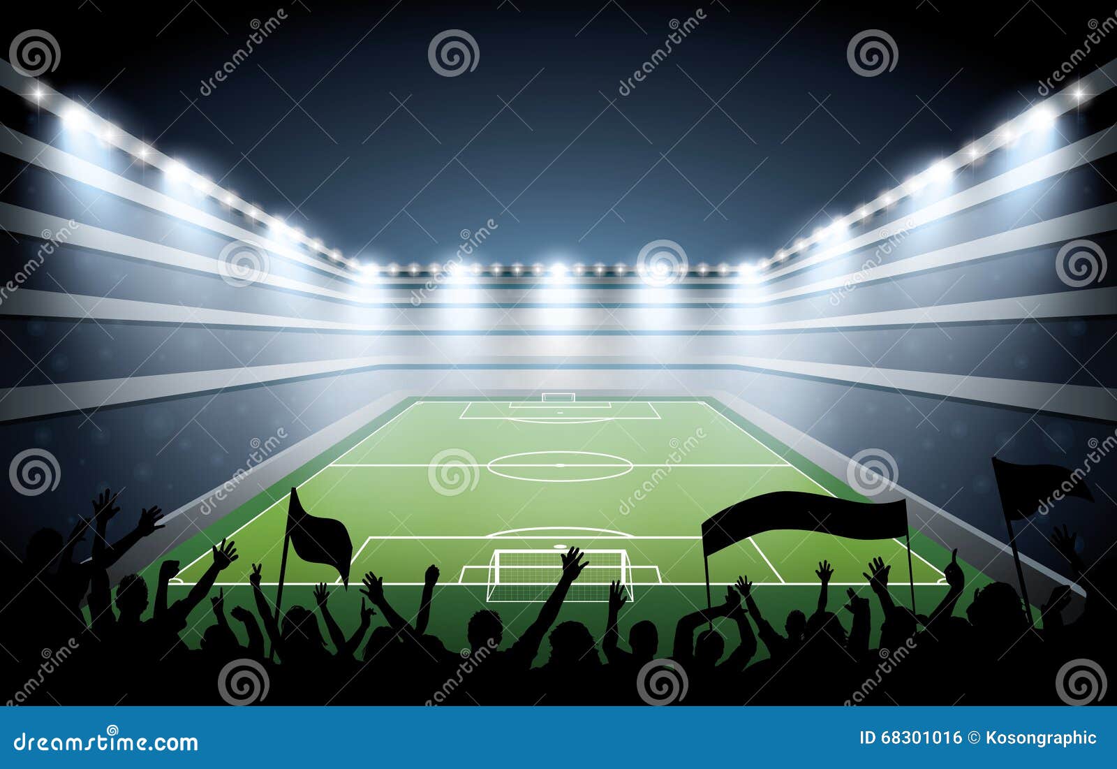 Excited Crowd of People at a Soccer Stadium. Stock Illustration ...